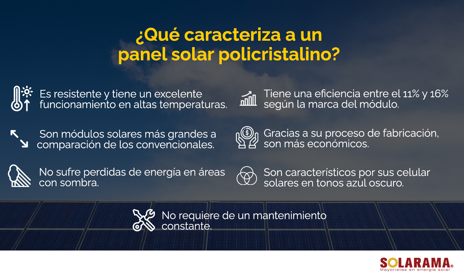 Características principales paneles solares policristalinos